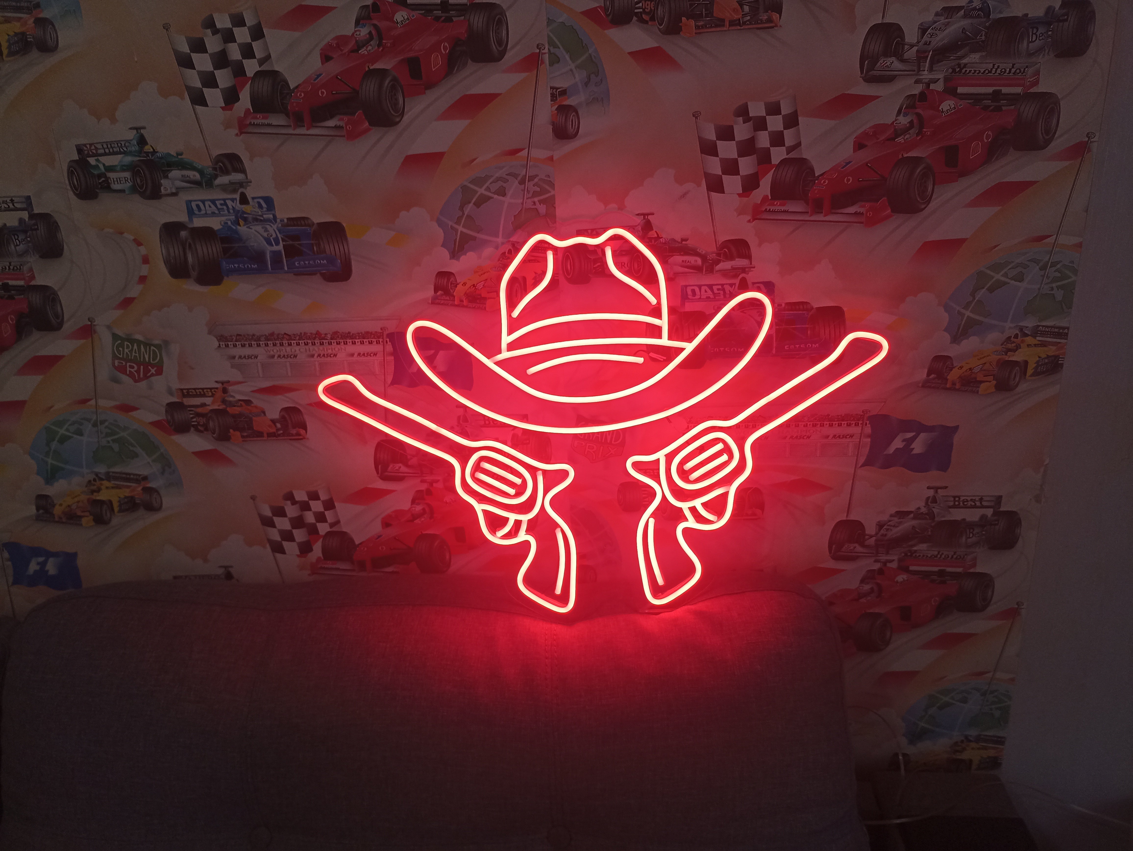 Cowboy Hat Neon Sign, Cowboy Led Neon Sign, Western Light Up, Gun Cowb ...