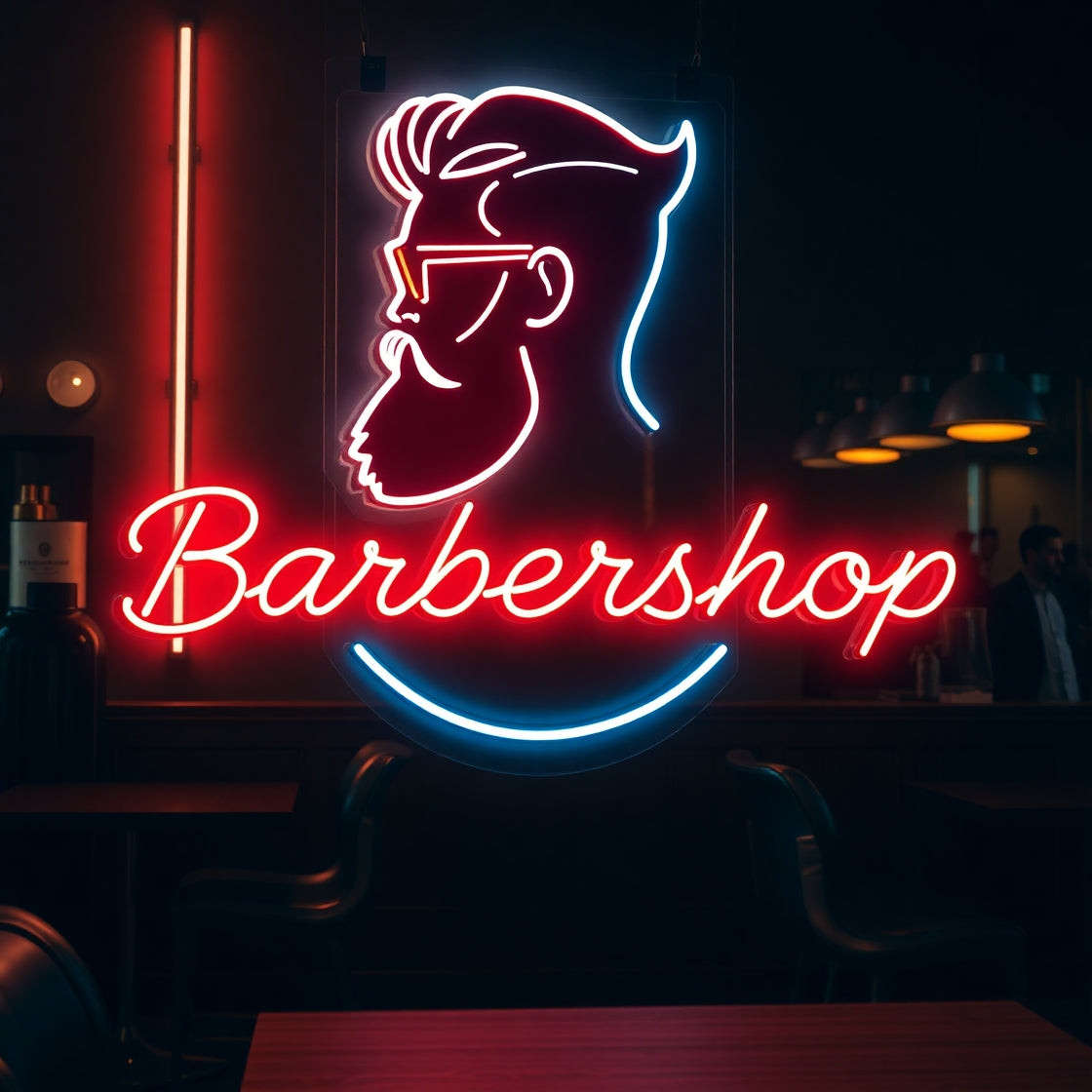 Barbershop neon sign, Neon barber sign, Barber pole neon sign, Neon ha ...
