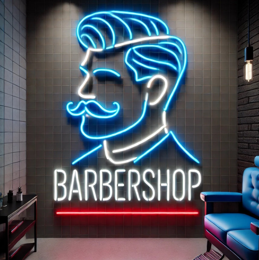 Barber shop neon sign, Neon barber sign, Barber pole neon sign, Neon h ...