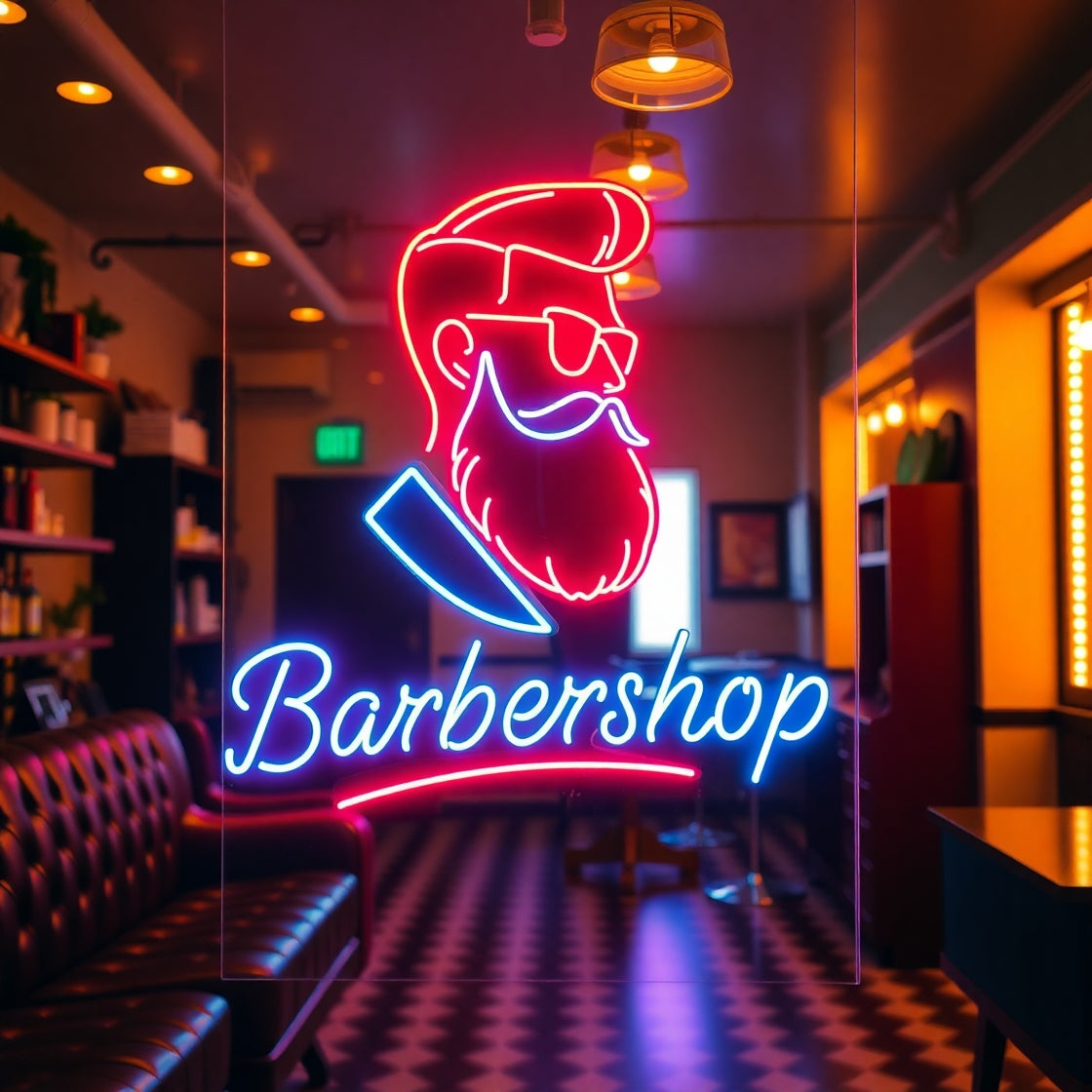 Barbershop neon sign, Neon barber sign, Barber pole neon sign, Neon ha ...