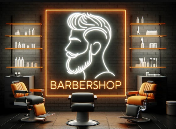 Barber shop neon sign, Neon barber sign, Barber pole neon sign, Neon h ...