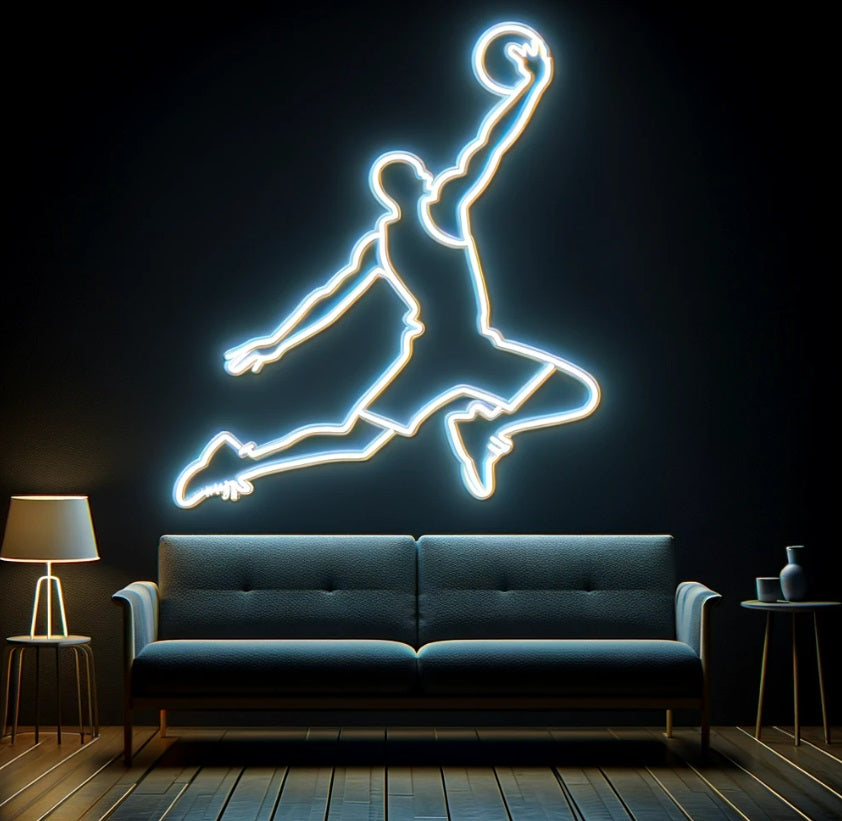 Basketball player neon sign, sports bar 3D neon light, man cave neon s ...
