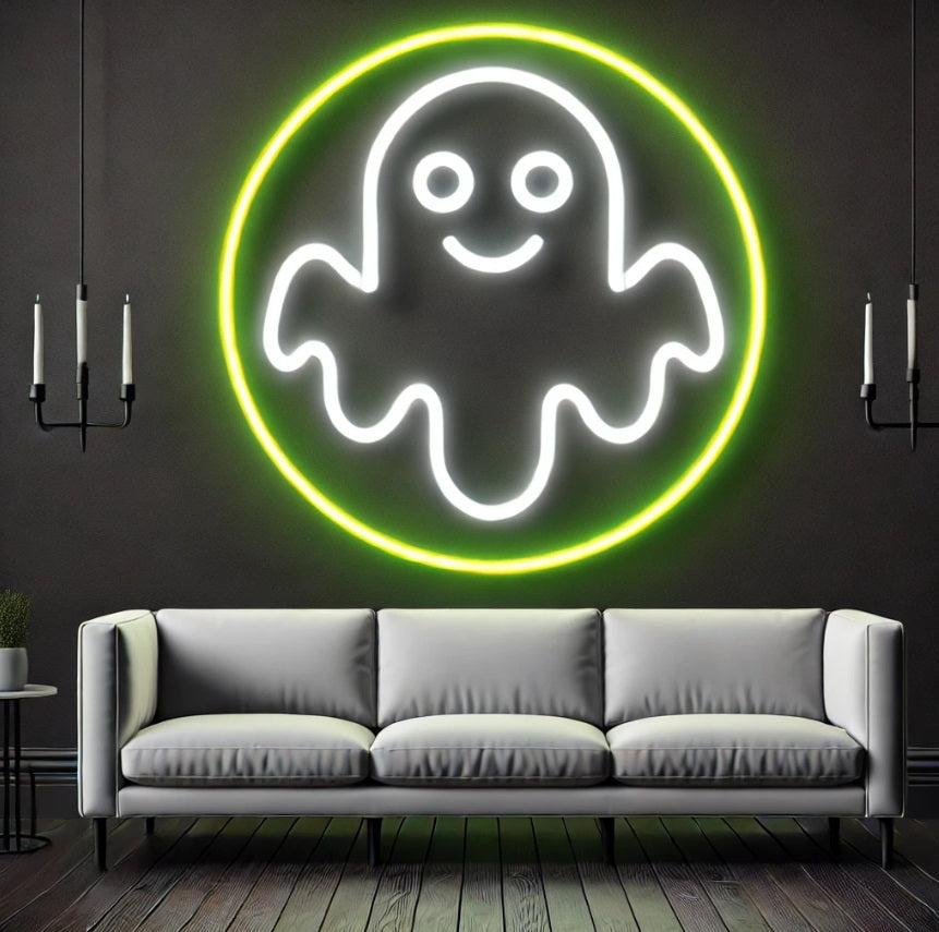 Halloween ghost neon sign, Haunted house neon decor, Unique Halloween ...
