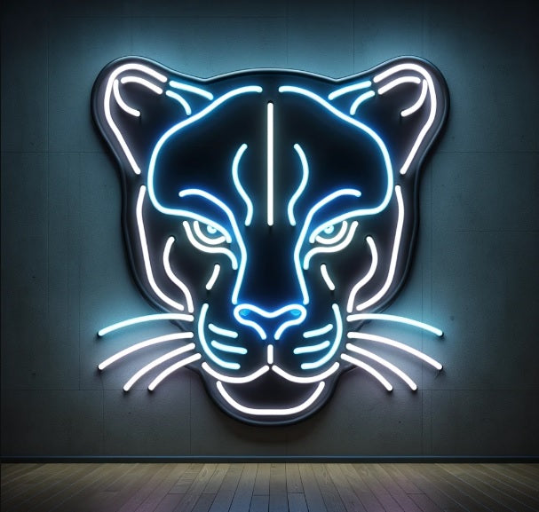 Panther cat neon sign, LED Panther head neon sign, animal neon sign, a ...