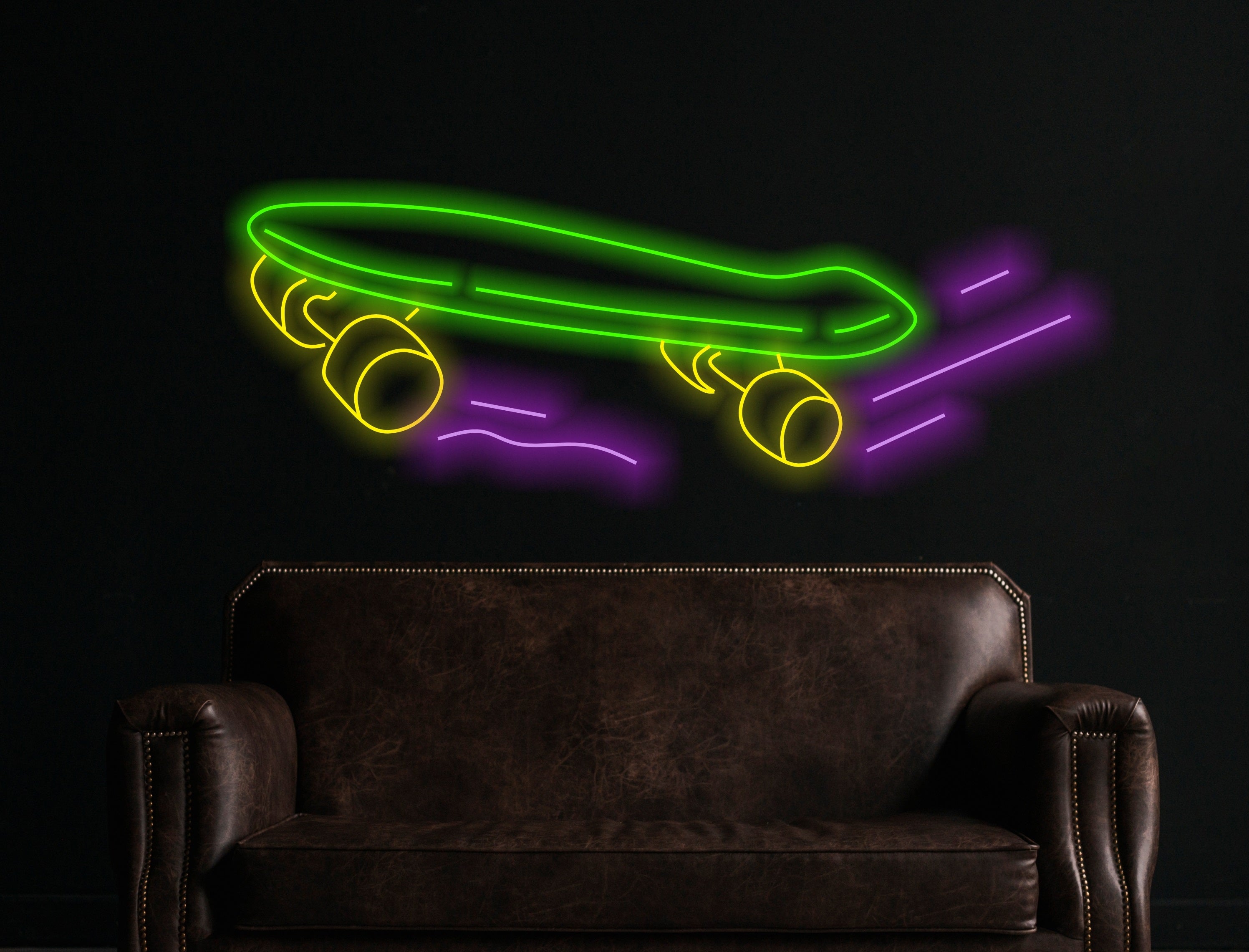 Skateboard neon sign, Neon sign for skate shop, Skateboard shop neon l ...