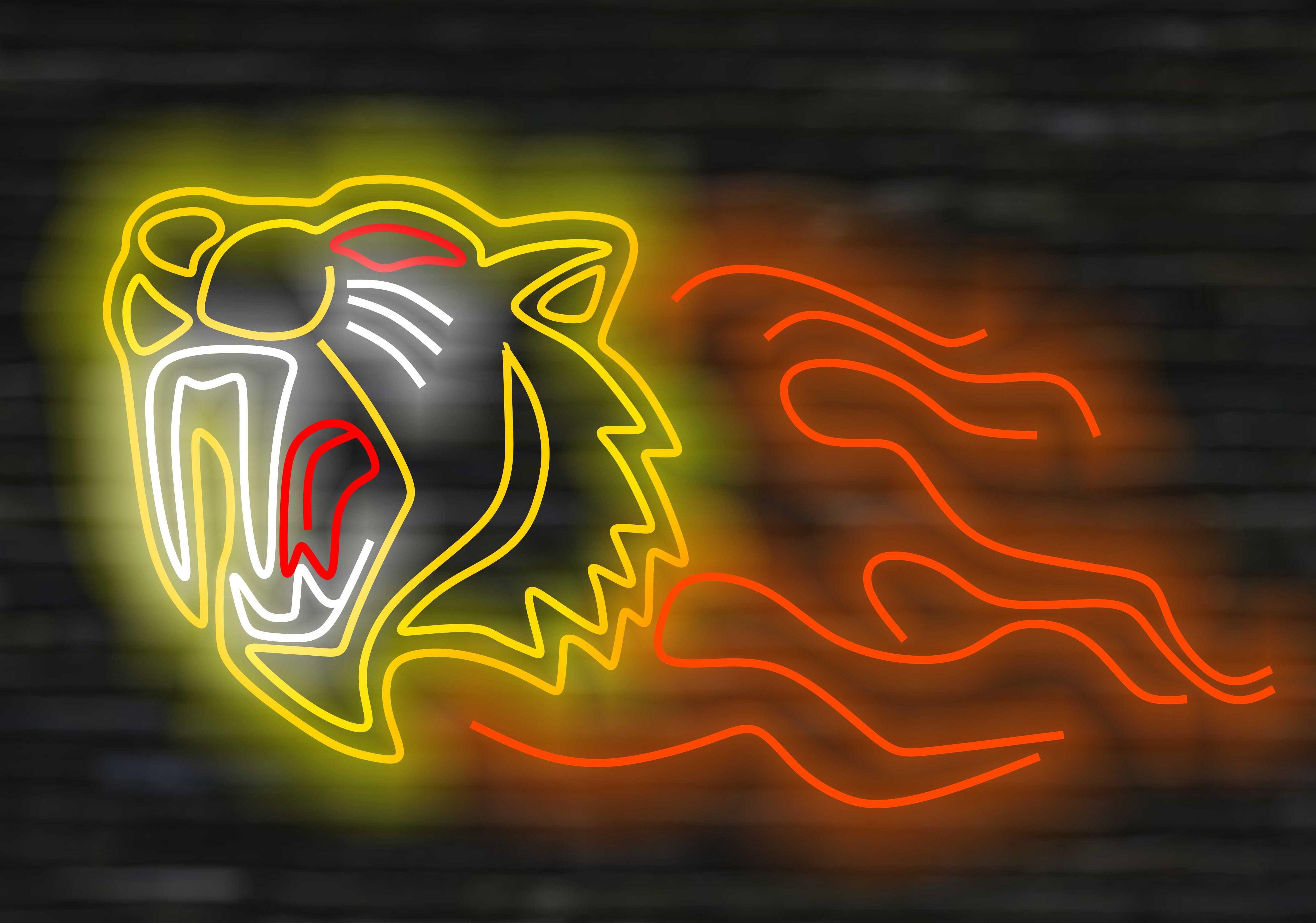 Tiger head Neon Sign, Anime LED Tiger neon lights sign, saber-toothed ...