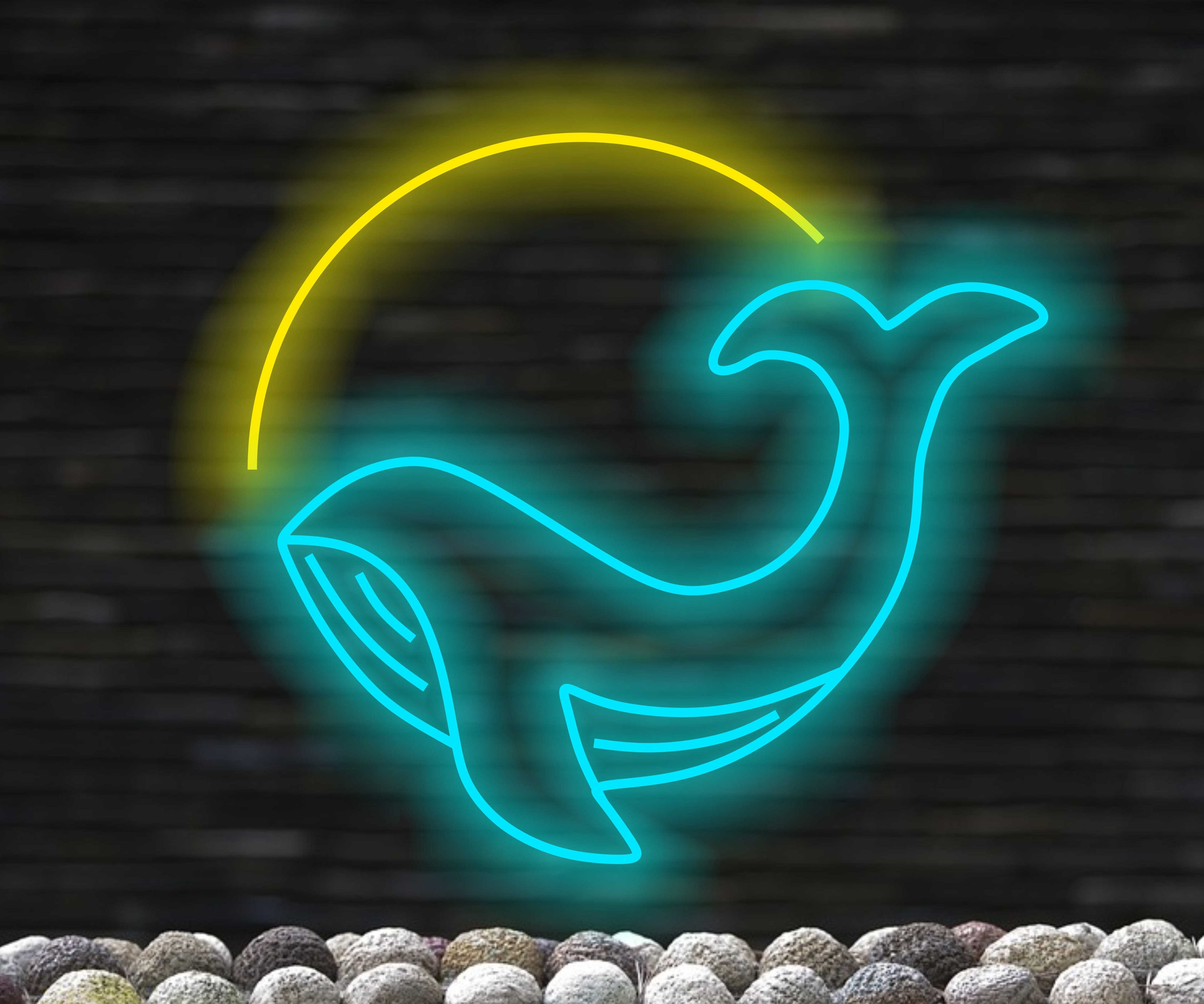 Whale neon sign, Ocean theme neon light, Marine life neon decor, Whale ...