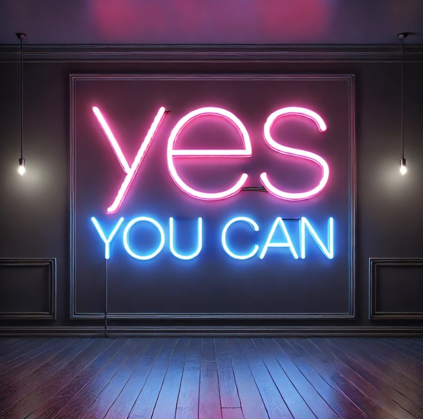 Yes you can neon sign, Neon Motivational Quotes, Inspirational neon Wa ...