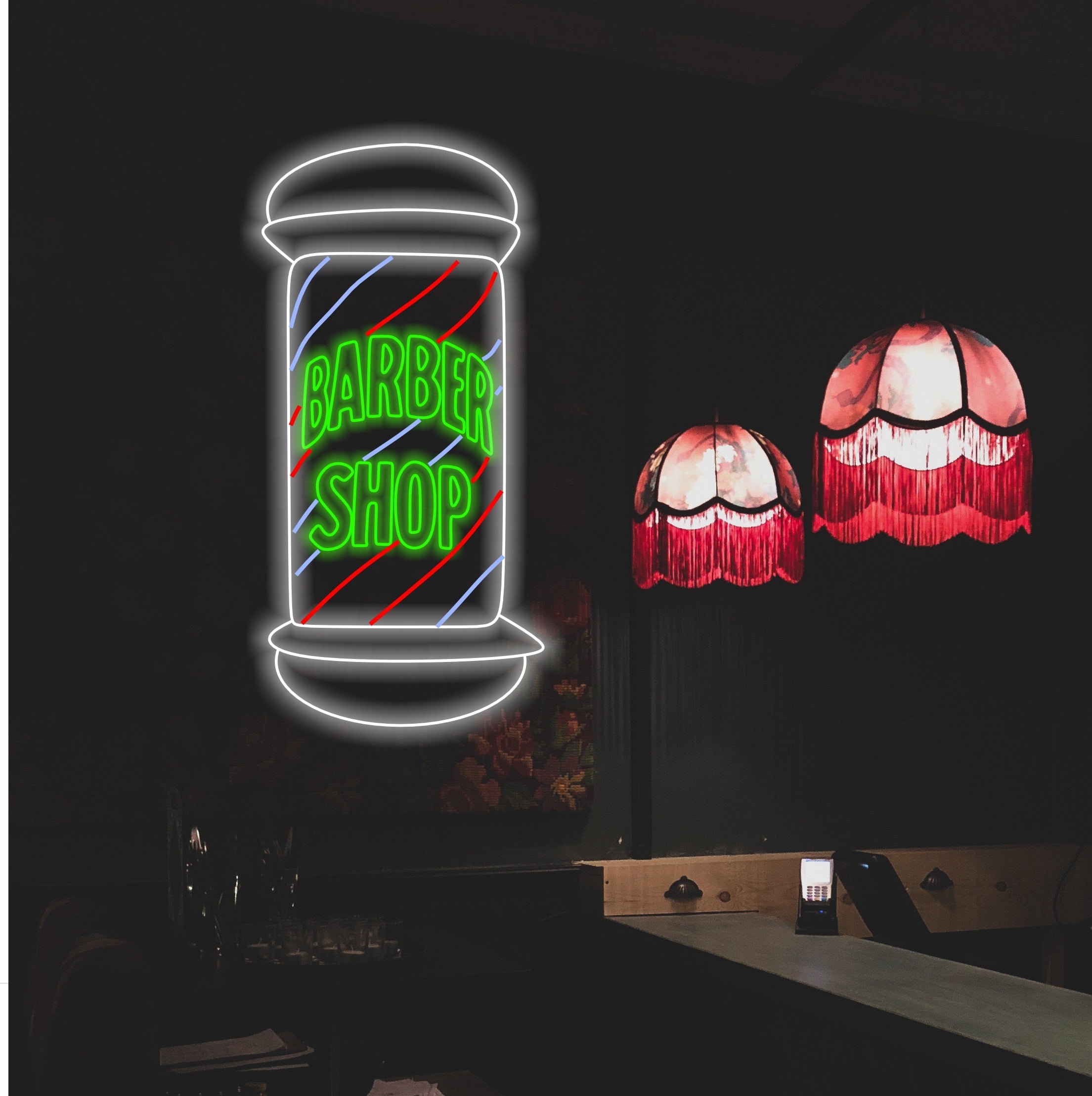 Barbers Pole neon sign, barber's pole led sign, hairdressing salon led ...