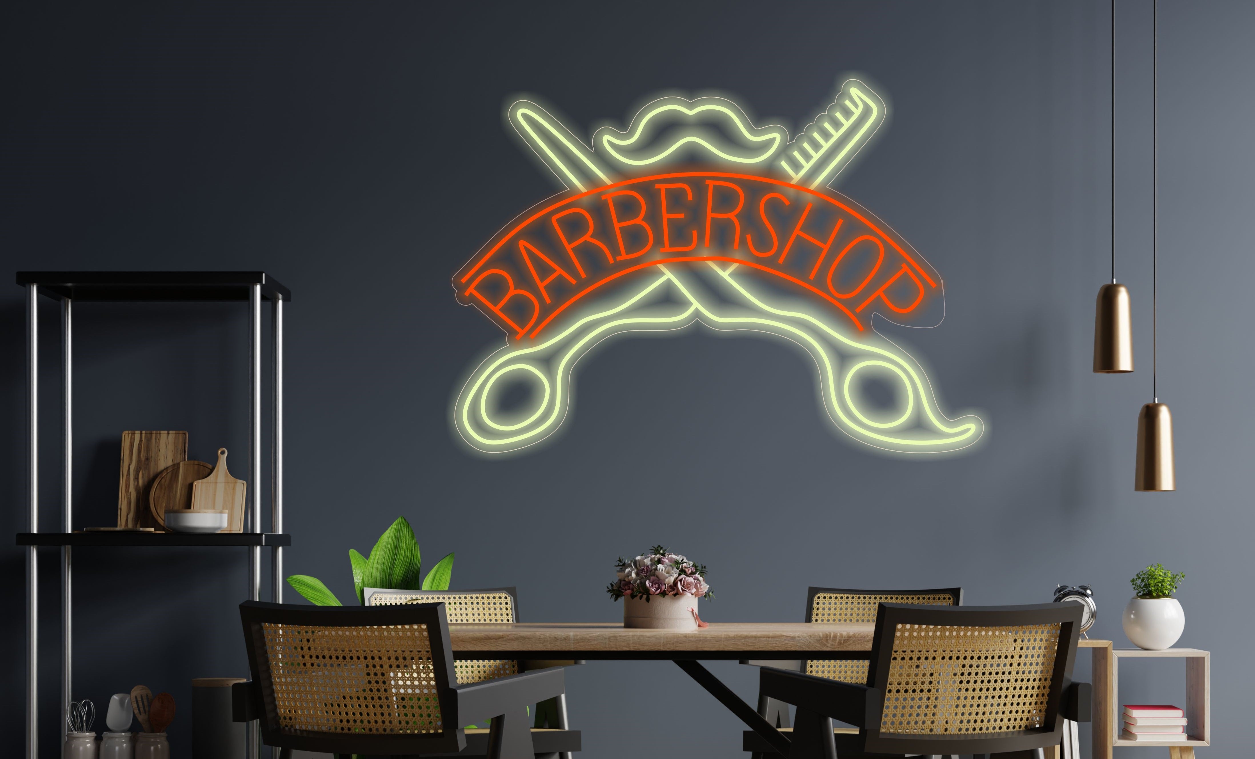 Barbershop neon sign, barber shop led light sign, barber shop sign, ba ...