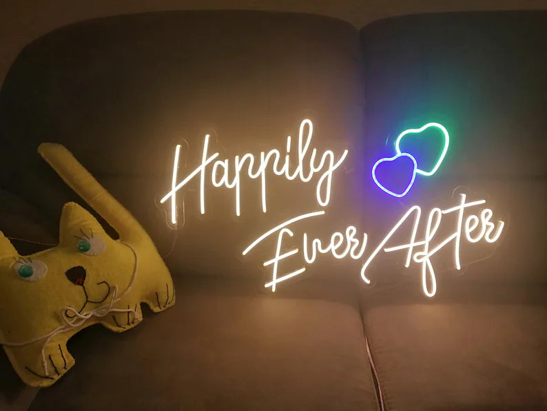 Happily ever after neon sign, wedding neon sign, wedding decor neon si ...