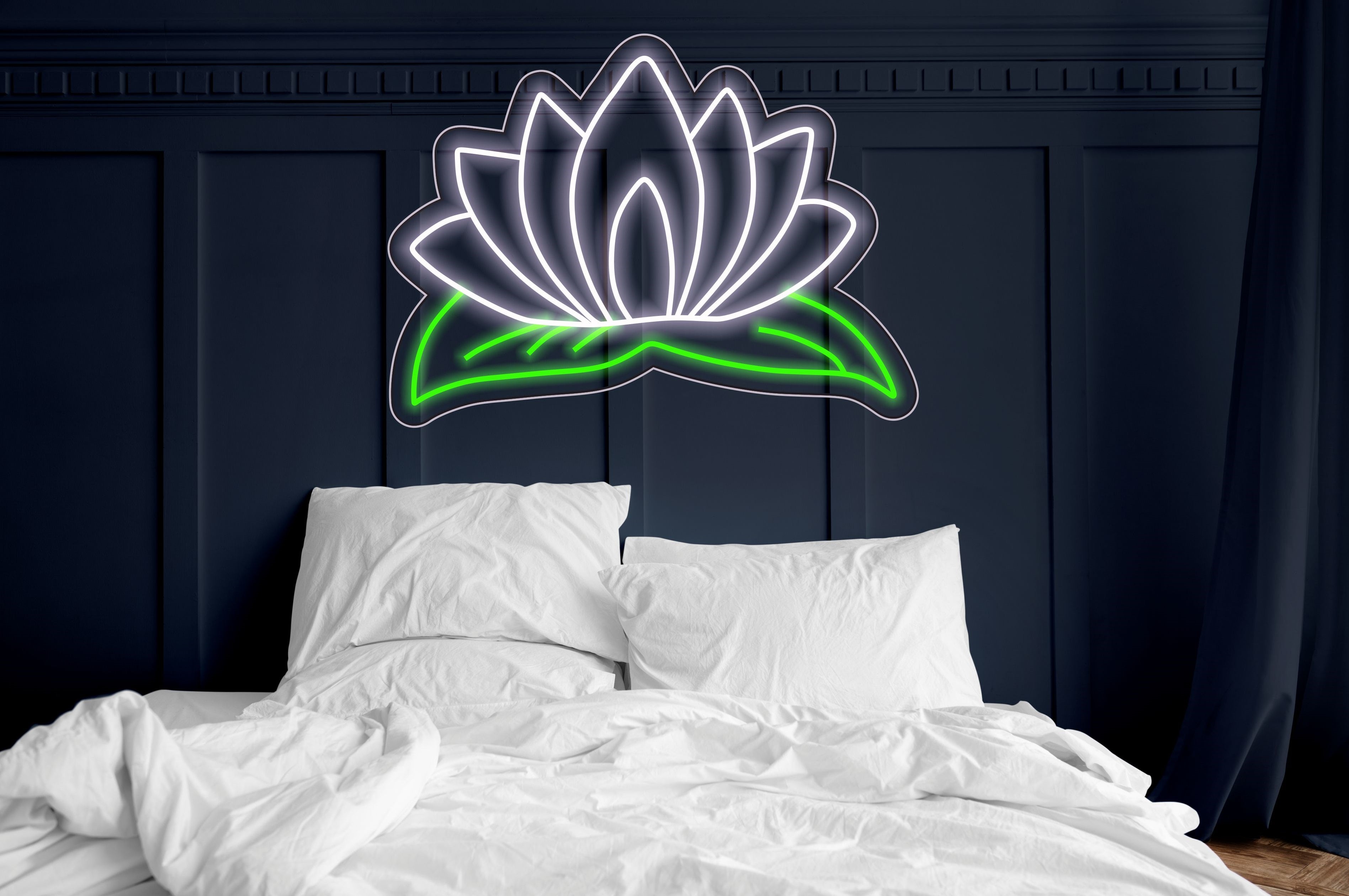 Neon water lily sign, lotus flower neon sign, home decor neon sign, cu ...