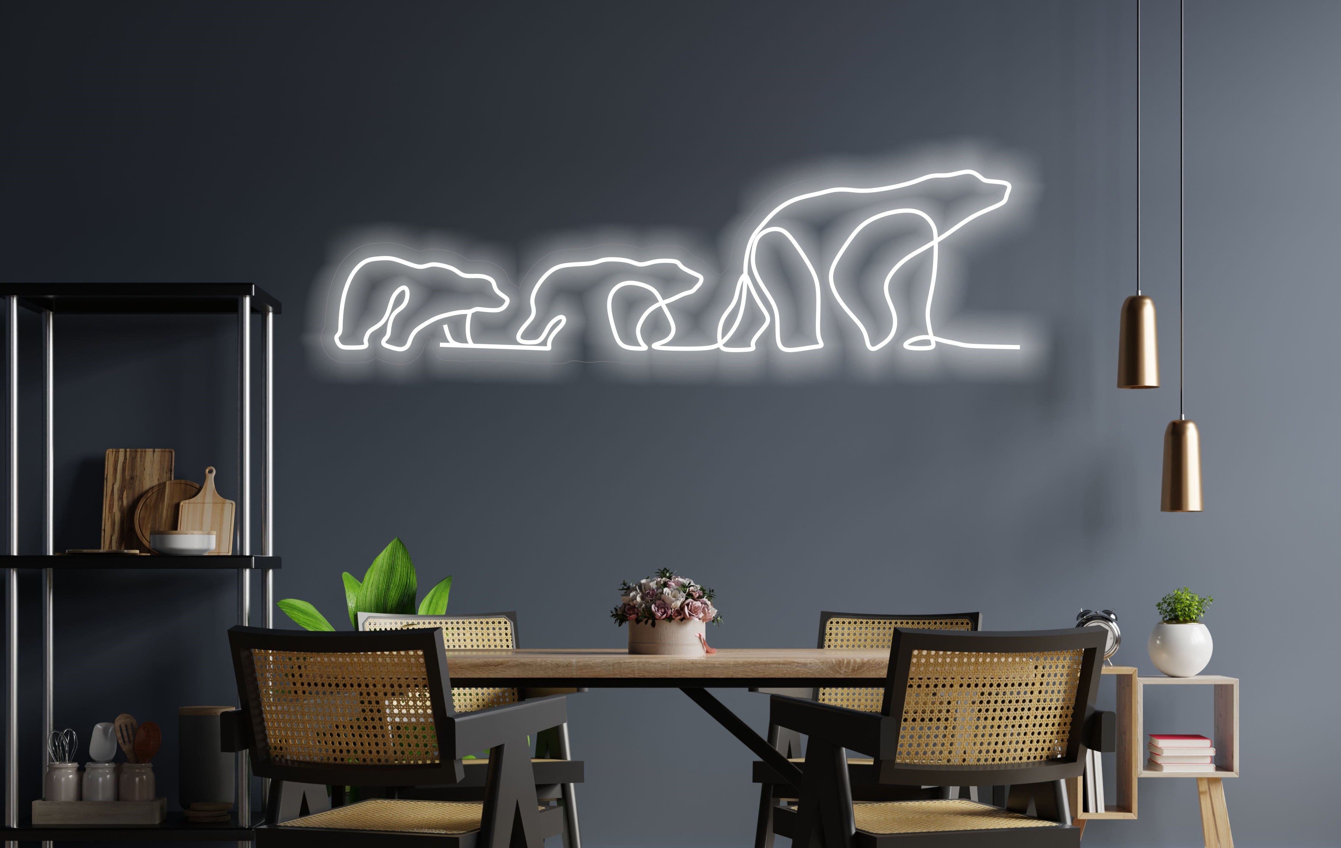 Polar bear Led Sign, Polar three bear Neon Sign, Neon sign Bear Art, C ...