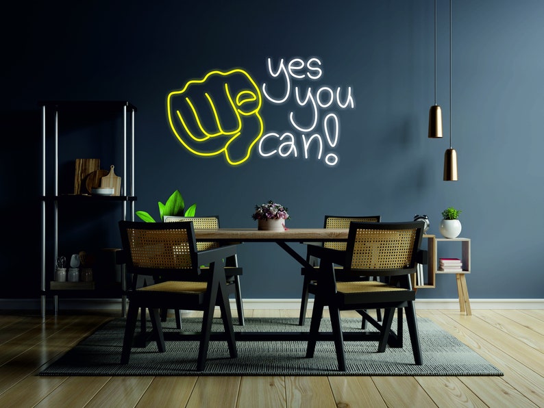Yes you can neon sign, Neon Motivational Quotes, Inspirational neon Wa ...